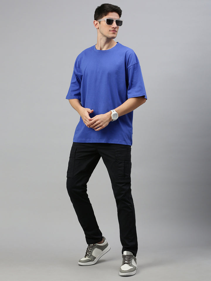 Royal Blue Round Neck Half Sleeve Oversize t-shirt – necked-store